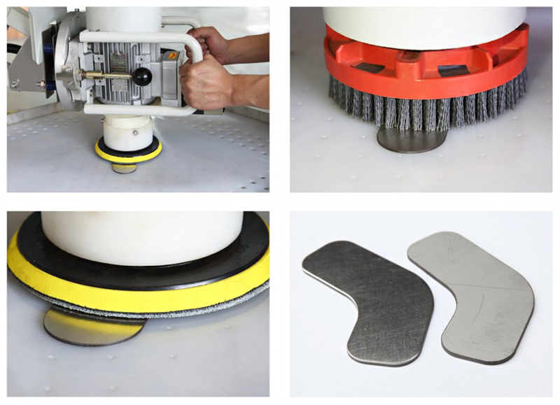 Flexible swing arm deburring and edge rounding machine with vacuum ...